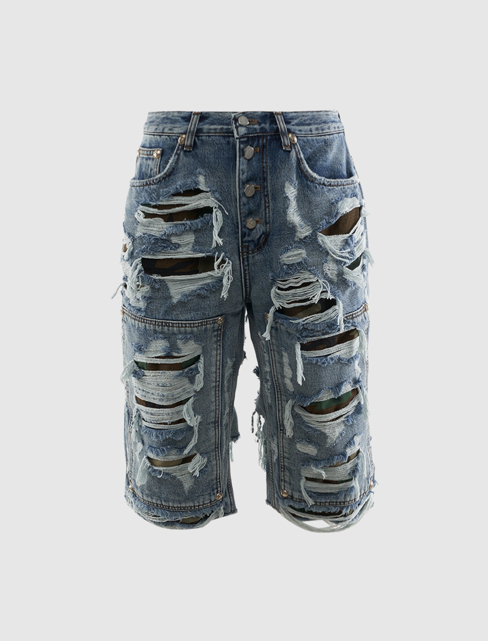 THUG CLUB HELL CAMO DENIM SHORT